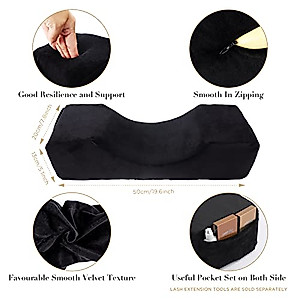 LASHVIEW Lash Pillow for Lash Extensions，Eyelash Extension Neck Pillow With Acrylic Shelf Organizer Stand, PU Leather Waterproof Lash Extension Grafting Pillow Makeup Tool Display Cabinet Shelves