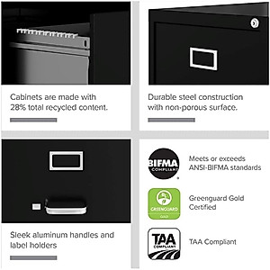 Scranton & Co 4 Drawer 22" Deep Letter File Cabinet in Black, Fully Assembled