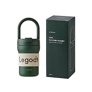 Odense Legodt 2 Way Tumbler 15.2oz with 2 in 1 Lid & Flexible Handle - Straw Available Insulated Travel Coffee Mug with Leak Proof - Double Stainless Steel, Back to School, Kids (Tangerine Yellow)