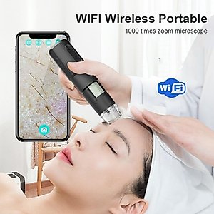 Wireless Digital Microscope 50X-1000X, WiFi Portable Handheld Mini USB Microscope Camera Magnifier for Phone & Computer, for Scalp Electronic Circuit Board
