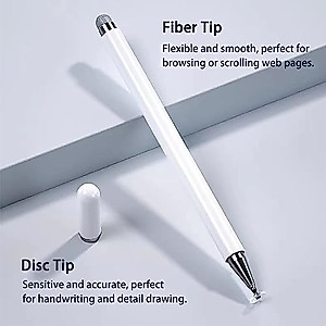 Stylus Pens for Touch Screens (2 Pcs), 2 in 1 Magnetic Disc & Fiber Tip Stylus Pen for iPad with Magnetic Cap, Compatible with All Touch Screens - Free Replacement Disc Tips, Black and White