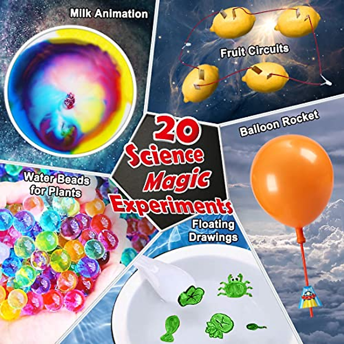 UNGLINGA 70 Lab Experiments Science Kits for Kids Age 4-6-8-12 Educational Scientific Toys Gifts for Girls Boys, Chemistry Set, Crystal Growing, Erupting Volcano, Fruit Circuits STEM Activities