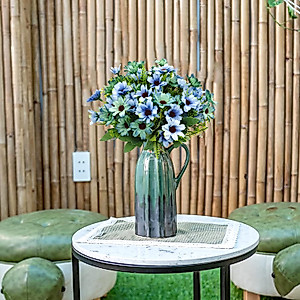 Carfoeny 5 Bundles Artificial Wildflowers Fake Daisy Silk Faux Flowers with Stems Arrangements for Home Outdoor Indoor Vase Kitchen Table Wedding Office Party Garden Decoration (Blue)