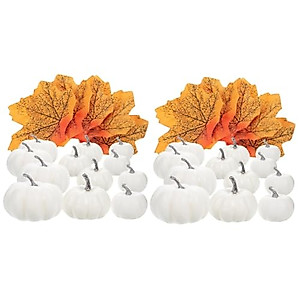 Garneck 2 Sets Artificial Pumpkin Tablescape Decor Garland Decor Halloween Props Thanksgiving Maple Leaves Foam Pumpkin Mini Halloween Pumpkin Simulation Pumpkin Decor Decorative Pumpkin