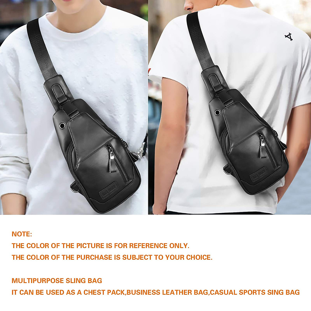 Leather Sling Bag Purse Chest Shoulder Backpack,Crossbody Bags for Men Outdoors