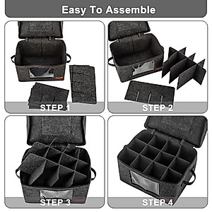 Foyego Wine glass Storage Boxes, Stemware Storage Cases with Divider, China Storage Containers Box for 12 Crystal Glassware,Goblets,Wine Glasses,Drinkware Packing & Moving