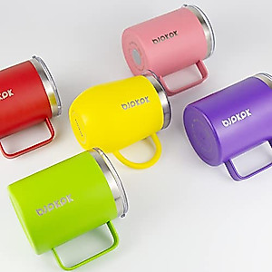 BJPKPK 2 pcs Insulated Coffee Mug, 14oz Insulated Coffee Mug with Lid,Stainless Steel Insulated Coffee Mug with Splash Proof Lid-Red