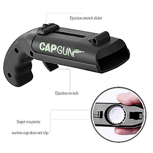 Bottle Opener,Funny Launcher Shooter Bottle Opener for Creative Game,Family Party,Bar ,Outdoor Barbecue,Plastic(Black&Blue)