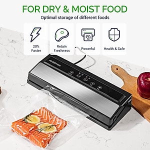 GERYON Vacuum Sealer, Automatic Food Vacuum Sealer Machine, Dry & Moist Food Modes | LED Indicator Lights | Easy-to-Clean | Compact Starter Kit | Ideal for Food Saver Sous Vide, Not for Jars/Cans