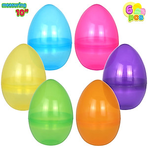 JOYIN 10" Jumbo Easter Eggs, 6PCS Clear Plastic Giant Eggs Empty Fillable for Easter Filling Treats Party Favor Hunt Classroom Prize Supplies Decoration