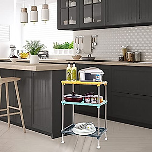 ruishetop Multicolor Plastic Storage Rack Easy Assembly Space Saving for Kitchen Laundry Room Bathroom (3-Tier)