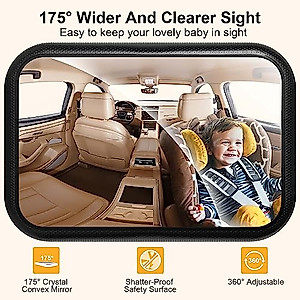 TAZENI Baby Car Mirror Hook Clip Design Safety Car Seat Mirror for Rear Facing Infant with Wide Crystal Clear View Shatterproof Crash Tested and Certified