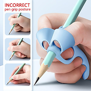 4 Pieces Pencil Grips Trainer for Both Left-Handed and Right-Handed, Kids Handwriting Aid Correction Tool for Preschool Homeschool Kindergarten Classroom