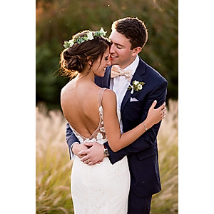 WOVOWOVO Green Leaf Crowns For Girls Women, Bridal Flower Crown Bride Hair Accessories Bohemian Floral Crown Eucalyptus Headband With Ribbon For Wedding Birthday Vacation Party Festival Photo Prop