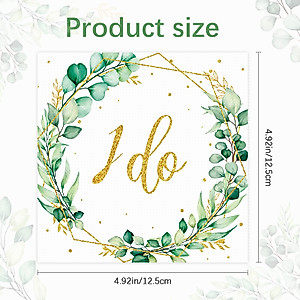 100PCS Sage Green Napkins for Bridal Shower Eucalyptus I Do Wedding Napkins Green Gold Foil Decorative Papers for Bridal Shower Engagement Party Dessert Beverage Table Party Supplies