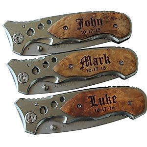 My Personal Memories Customized Pocket Folding Knife with Metal Blade with Engraving - Groomsmen Wedding Party Father's Day - Personalized Monogrammed Engraved (Custom Personalized 2 Lines)