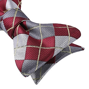 Bow Ties for Men Plaid Self-Tie Bow Tie and Pocket Square Set Classic Formal Tuxedo Bowties for Wedding & Party