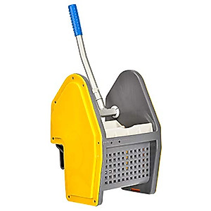 Alpine Industries Commercial Mop Bucket with Side Press Wringer - Mop Bucket with Wheels - Perfect for School, Offices, Resturants, Restrooms - 36 Qt - Yellow