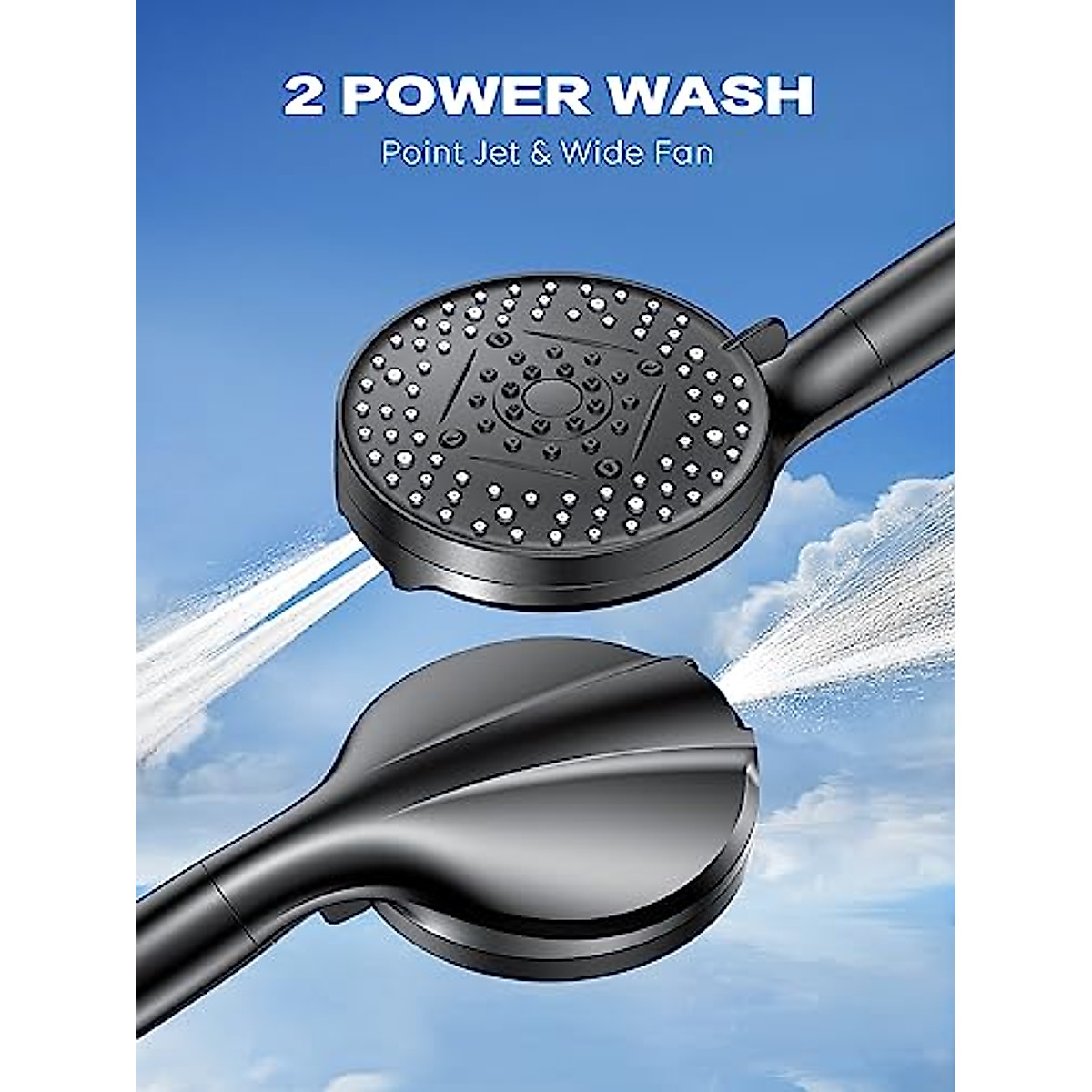 Filtered Shower Head, 5" Large, Extra Long 70" SS Hose,10-mode Detachable Shower Head Filter for Hard Water, High Pressure Handheld Shower Head for Bathroom, Anti-clog&Power Wash to Clean Tile & Pets