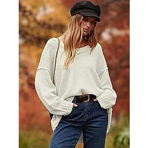 ANRABESS Women's Oversized Sweater Casual Off Shoulder Scoop Neck Long Batwing Sleeve Knit Baggy Slouchy Pullover Tunic Jumper Cute Warm Fall Winter Outfits Tops 38CH9-mibai-S