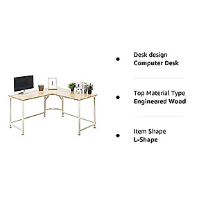 TOPSKY L-Shaped Desk Corner Computer Desk 55" x 55" with 24" Deep Workstation Bevel Edge Design (Oak)