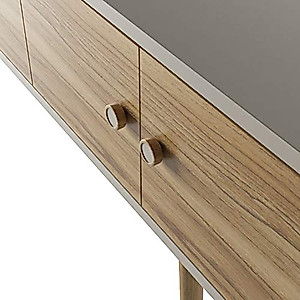 Manhattan Comfort Theodore Modern 2 Shelves Entryway and Dining Sideboard Cabinet, 62.99", Off White and Cinnamon