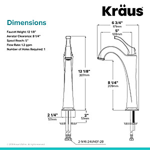 Kraus KVF-1200SFS Arlo Bathroom Faucet, Spot Free Stainless Steel