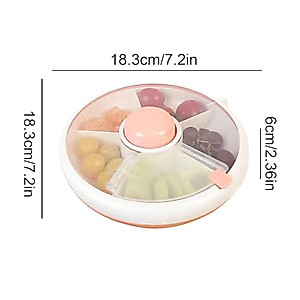 Cute Rotating Snack Box with Lid - White, Diameter: 7.09 inches, Height: 1.77 inches