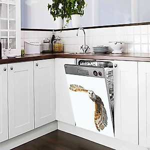 Rustic Farmhouse Dishwasher Magnet Cover Barn Owl in Flight Magnetic Refrigerator Stickers Decorative Appliance Cover Fridge Panels Metal Door Garage 23x26in