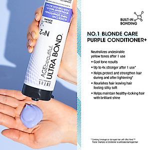 AGEbeautiful Ultra Bond No. 1 Blonde Care Purple Shampoo & No. 2 Conditioner | Strengthens & Protects | Builds Bonds w/ Arginine