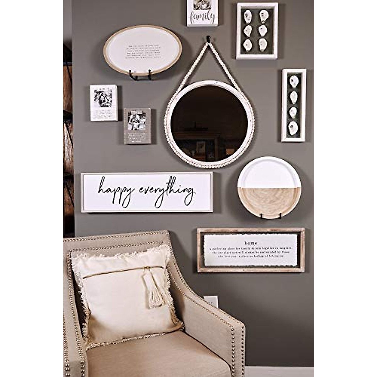 Mud Pie Natural DHURRIE Pillow, 20" x 20", White