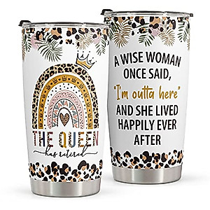 Macorner Retirement Gifts For Women - Stainless Steel Tumbler 20oz - Retirement Gifts For Coworker Teacher Police Nurse Doctor - I'm Outta Here Goodbye Farewell Drinking Cups For Female Coworker