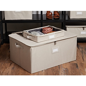Covermates Keepsakes - Zip-Top Storage Box - Heavy Duty Polyester- Reinforced Handles - Stackable Design - Indoor Storage-Beige Heather