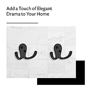 Neighbours Lane Towel Hooks for Bathroom Wall Mounted - Matte Black Double Prong Wall Hooks for Hanging Coats, Clothes, Bags, Hats, Towels, & More - Pack of 8 Small-Sized Hooks