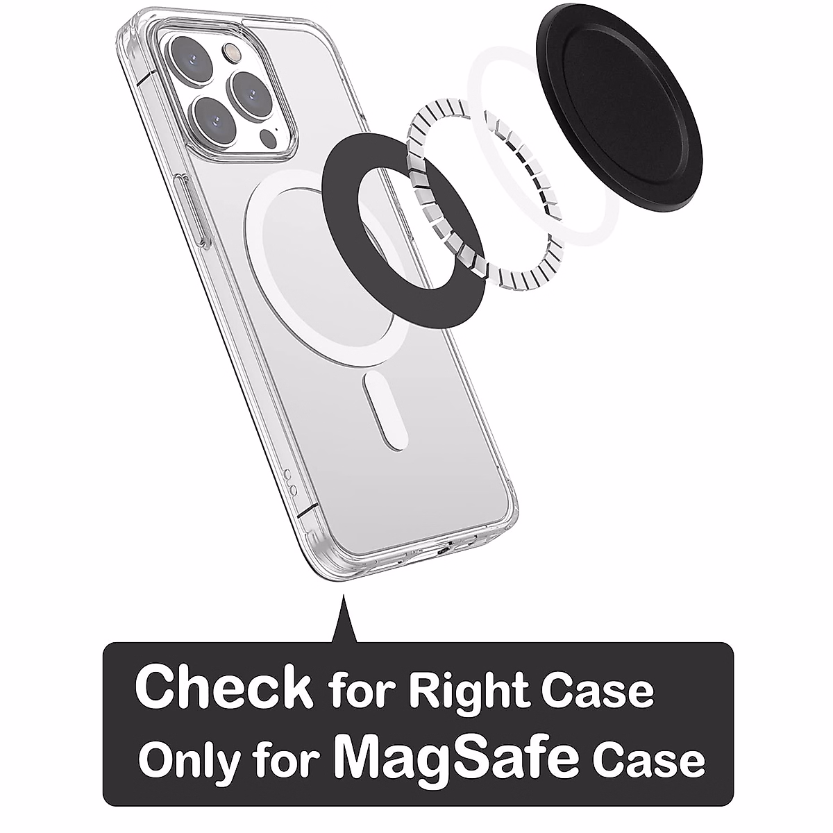 metisinno Magnetic Base for PopSocket Phone Grips and iPhone MagSafe Cases, Black