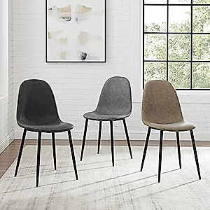 Crosley Furniture CF501619-BR Weston Dining Chair (Set of 2), Distressed Brown/Matte Black