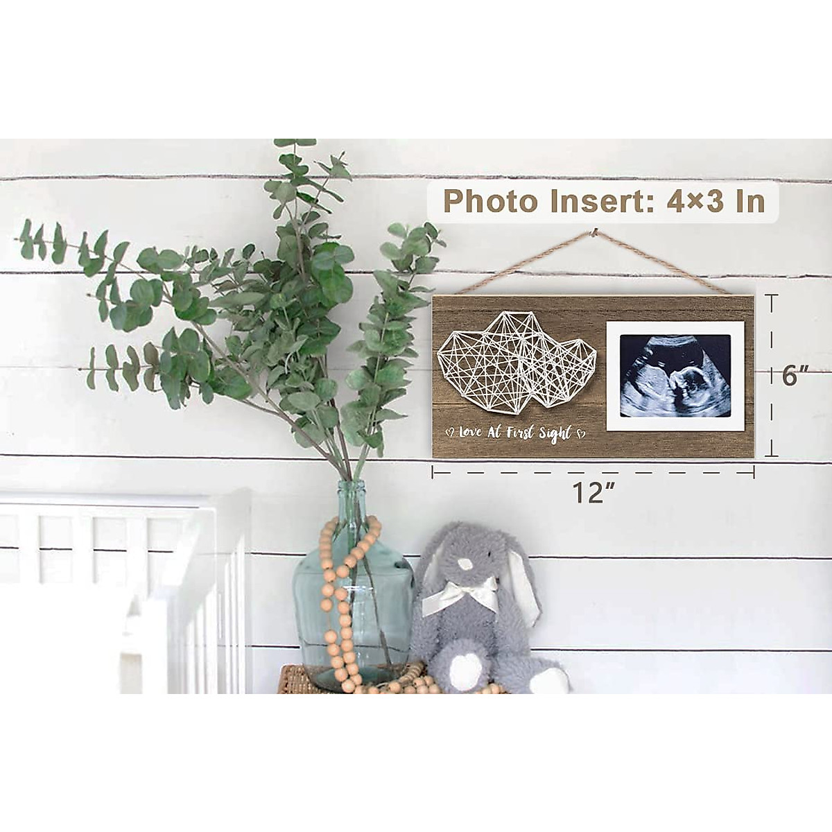 Ultrasound Picture Frame Baby Announcement Gifts - Sonogram Gender Neutral Baby Gift for Expecting Mother Love at First Sight Nursery Decor Handmade String Hearts Celebrate the Bond Between Mom & Baby