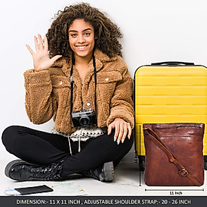 Vintage Stylish Sling Bag for Women Over the Shoulder Purses Detachable Strap (Brown Wash)