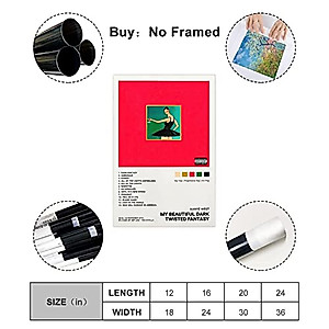 BAICHU Kanye Poster West My Beautiful Dark Twisted Fantasy Album Cover Poster Canvas Poster Bedroom Decor Sports Landscape Office Room Decor Gift Unframe:12x18inch(30x45cm)