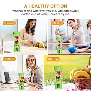 Portable Blender Smoothies Personal Blender Mini Shakes Juicer 380 ml Cup USB Rechargeable Cordless Shaker Bottle (Green) Q2-6888 8x3