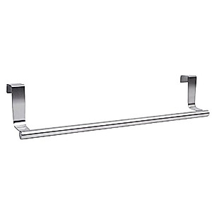 Mziart Towel Bar with Hooks for Bathroom and Kitchen, Brushed Stainless Steel Towel Hanger Over Cabinet Door (14inch)