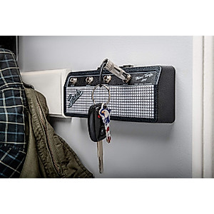 Licensed Fender Jack Rack- guitar amp key holder, includes 4 guitar plug keychains and 1 wall mounting kit. Quick and easy installation.
