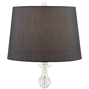 Regency Hill Gustavo Modern Glam Table Lamps 25.5" High Set of 2 with Table Top Dimmers Silver Crystal Black Tapered Drum Shade for Living Room Bedroom House Bedside Nightstand Home Office