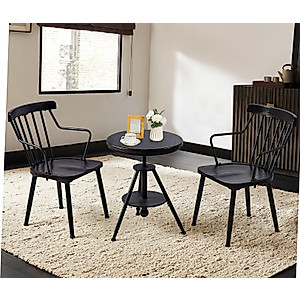 BOKKOLIK Industrial Bistro Table Vintage Small Cafe Table Farmhouse Round Dining Table for Kitchen Rustic Side Table Swivel Wooden Top 21-29inch Height Adjustable