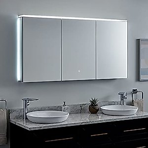 Signature Hardware 950613-53 Pallas 53" x 27-5/8" Lighted Frameless 3 Door Medicine Cabinet with Tunable LED and Electrical Outlet