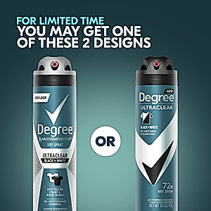 Degree Men Antiperspirant Deodorant Dry Spray Black + White Protects from Deodorant Stains Antiperspirant for Men with MotionSense Technology, 3.8 Ounce (Pack of 3)