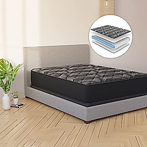 Loosh Queen Size 12" Extra Firm Mattress Moisture Wicking Fabric, Cool Sleep - Inner Spring System & High-Density Foam Layers for Support & Comfort - CertiPUR-US Certified, Bed in Box