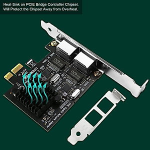 LTERIVER PCI Express to 2-Ports Gigabit Ethernet Adapter for Windows Server, 7, 8.0, 8.1, 10, 11 (32/64) and Linux, Dual Ports Gigabit PCIE Network Interface Card, Realtek RTL811GN Chipset (PCE-NIC2)