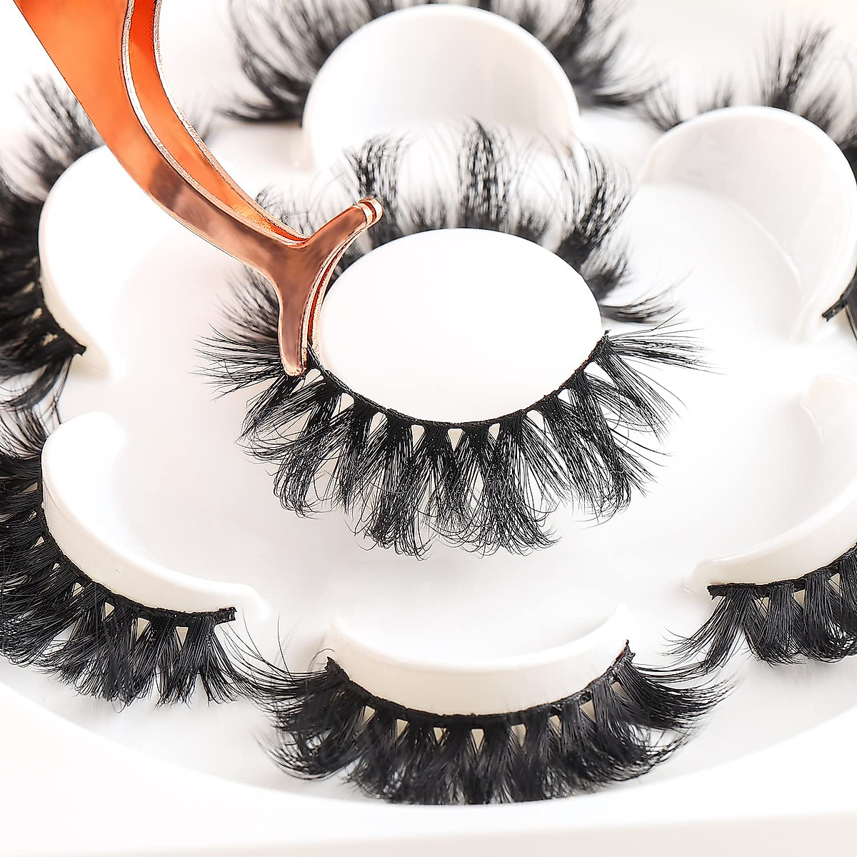 BEFACL Fluffy False Eyelashes 18mm 20mm Fluffy Mink Lashes 6D Mink Eyelashes Natural Look Mink Lashes Faux Mink Strip 3D Lashes Pack 4 Pairs (BF02)
