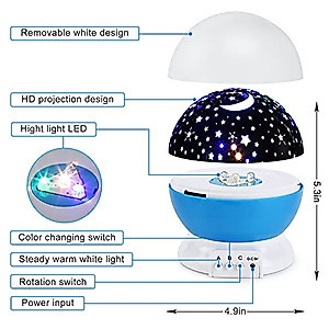 Votozi Night Light for Kids, Kids Night Light, Star Night Light, Moon and Star Projector 360 Degree Rotation - 4 LED Bulbs 9 Light Color Changing with USB Cable, Unique Gift for Men Women Children